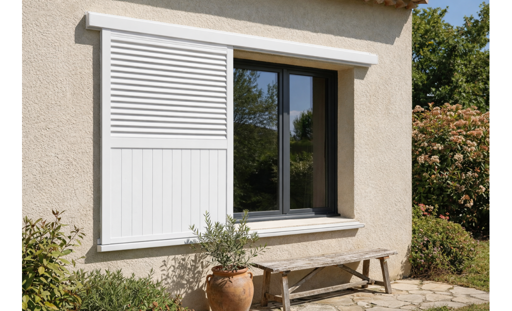 Volet coulissant un vantail en aluminium et sur-mesure